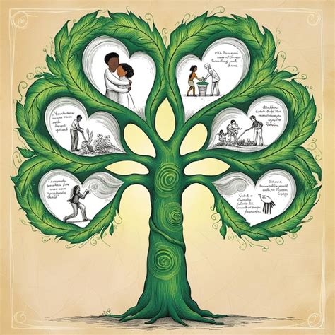 Tree Of Kindness Heartshaped Leaves Showcasing Acts Of Compassion On