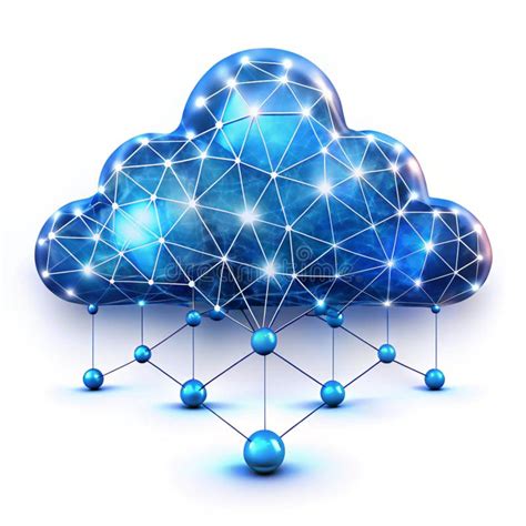 Futuristic Cloud Computing Network Isolated On White Background Stock Illustration