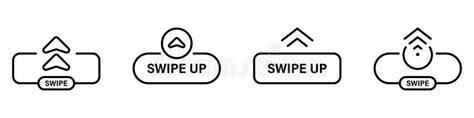 Swipe Button On Smartphone Computer Pc Line Icon Set Scroll Drag Move