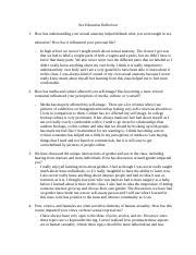 Sex Education Reflection Docx Sex Education Reflection 1 How Has Understanding Your Sexual