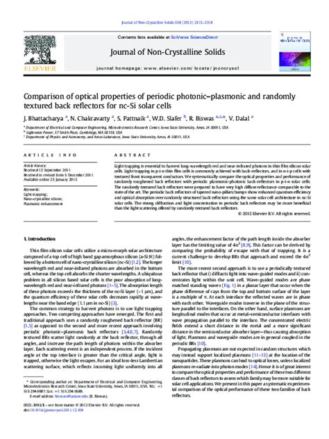 Pdf Optical Properties Of Periodic Vs Random Back Reflectors In Nc Si