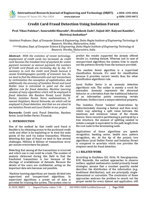 Credit Card Fraud Detection Using Isolat Pdf Machine Learning Outlier