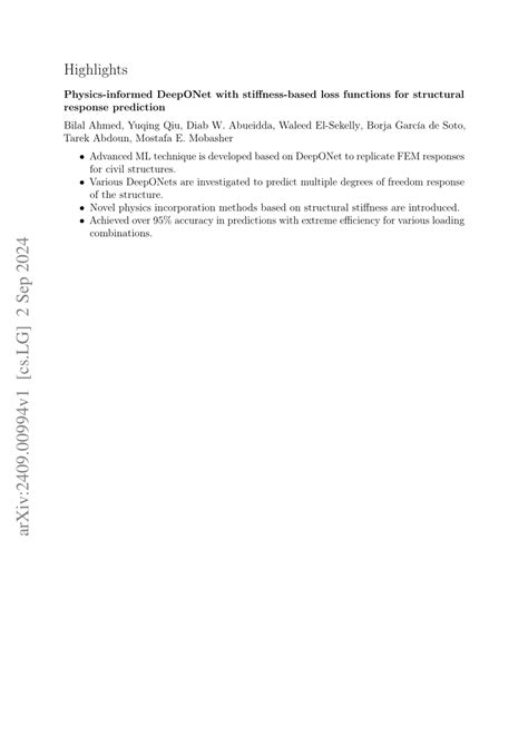 Pdf Physics Informed Deeponet With Stiffness Based Loss Functions For Structural Response