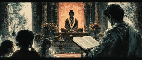 Bhagavad Gita Temple Reading Hinduism Religion Spiritual Symbol Premium Ai Generated Image