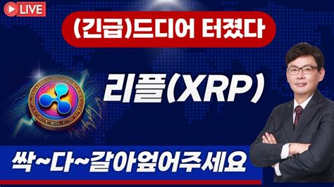 리플 긴급속보 드디어 터졌습니다 지금부터 모든것을 싹~다~ 갈아엎어야합니다 빨리 확인하세요 리플 Xrp 리플심훈 Youtube