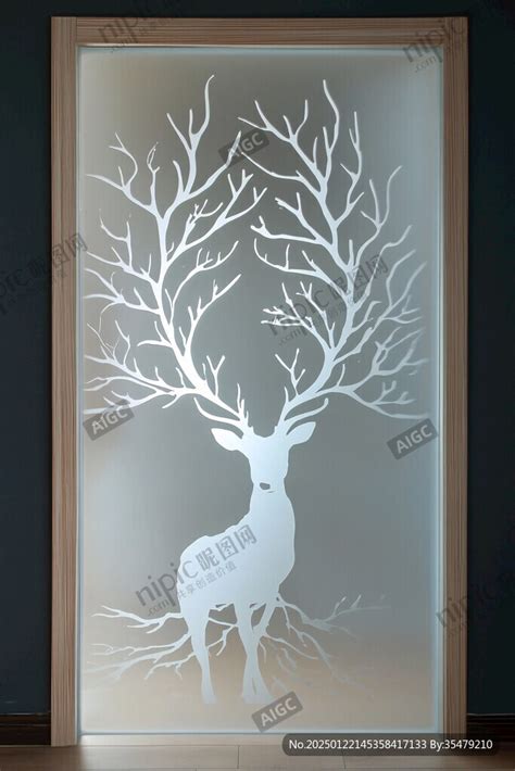 Ai创作图梅花鹿灯饰 发光装饰画 3d灯饰画 玻璃装饰贴画模板 喷墨打印门玻 发光墙面装饰 小鹿壁灯 北欧风格小鹿 3d小夜灯 创意移门 磨砂玻璃画 玻璃贴膜图案设计 麋鹿效果图 Led灯饰画
