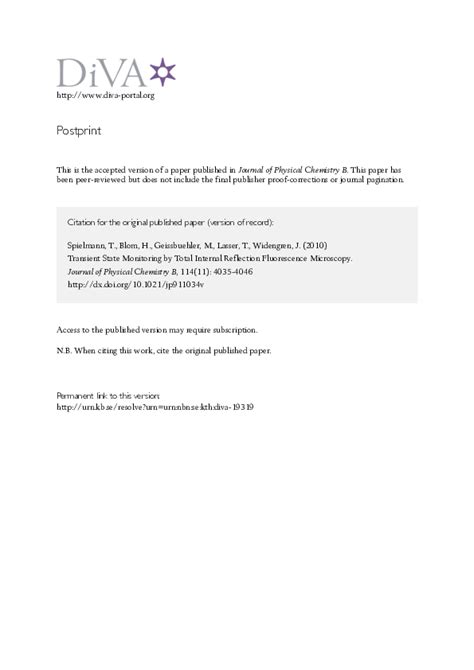 Pdf Transient State Monitoring By Total Internal Reflection Fluorescence Microscopy