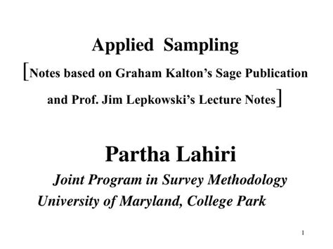 Ppt Applied Sampling Notes Based On Graham Kaltons Sage