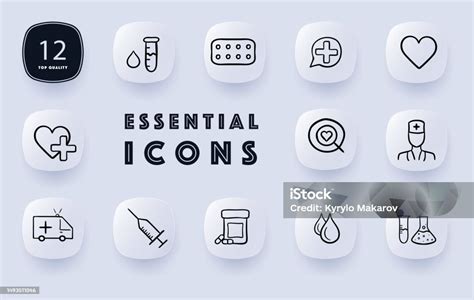 약과 알약 아이콘 세트입니다 산업과 질병 치료에서 약물의 중요성 의료 유리 형태 스타일 비즈니스 및 광고에 대한 벡터 라인 아이콘vector Line Icon For