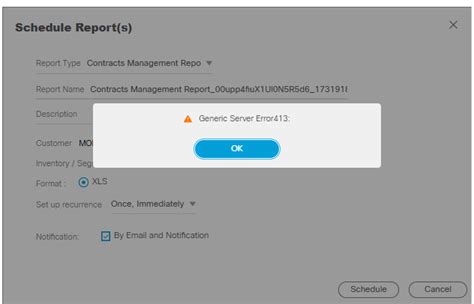 Generic Server Error413 Error Message On Cisco Services Connection Cisco Community
