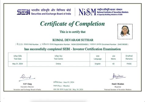 Komal Suthar On Linkedin Excited To Share That I Recently Gave Sebi