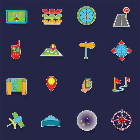 Navigation Icons Set Vector Sticker Vector Art At Vecteezy
