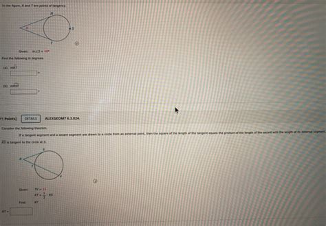 solved in the figure r and tare points of tangency r o