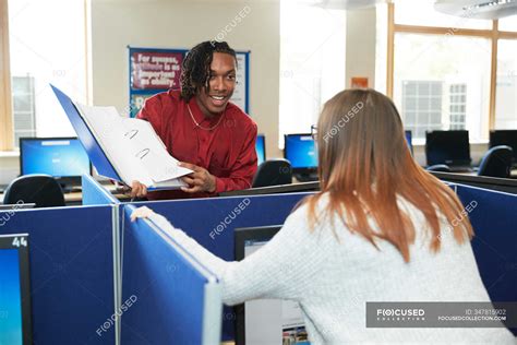 College Babes Studying In Computer Lab Afro Caribbean Classmate Stock Photo 347815902