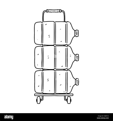 Pure Drinking Water On Cart In Hand Drawn Doodle Style Vector Illustration Isolated On White