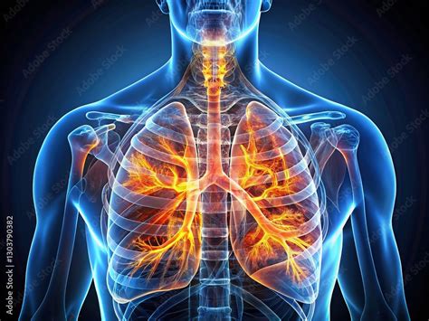 Enhanced Lung Chest X Ray Ai Art High Resolution Medical Visualization Stock Illustration