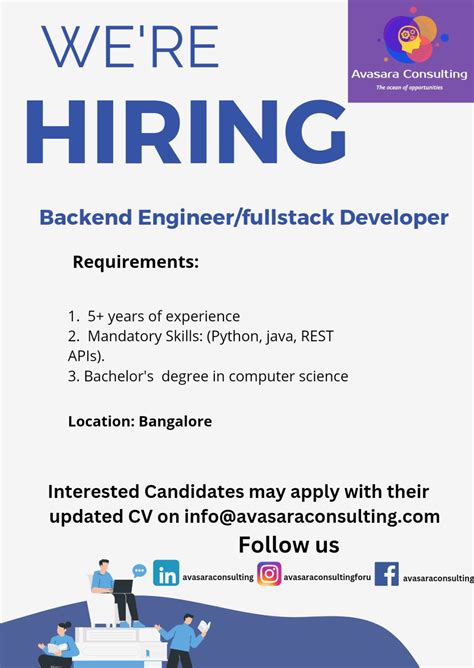 Avasara Consulting On Linkedin Hiring Backendengineer Fullstackdeveloper Techjobs