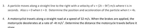 Answered 3 A Particle Moves Along A Straight Bartleby