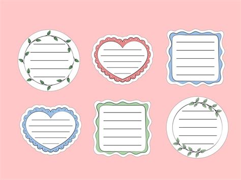 Notes Stickers Pack Vector Illustration Of Cute Hand Drawn Paper Notes Sticky Blanks For