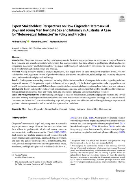Pdf Expert Stakeholders Perspectives On How Cisgender Heterosexual