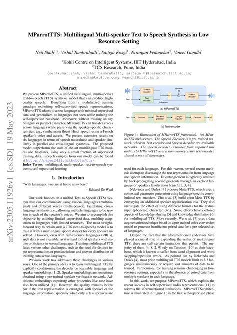 Mparrottts Multilingual Multi Speaker Text To Speech Synthesis In Low Resource Setting Deepai