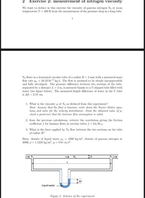 Solved Exercise 2 Measurement Of Nitrogen Viscosity We Want
