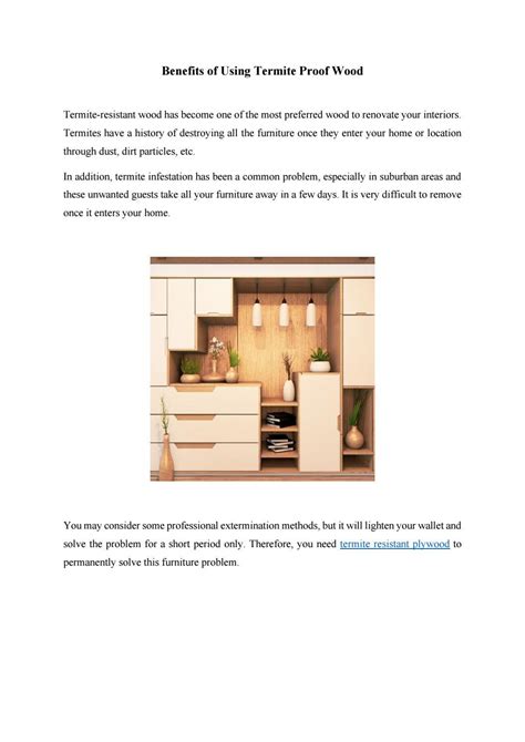 Benefits Of Using Termite Proof Wood By Duroply Industries Limited Issuu