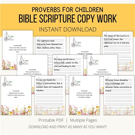 Scripture Copywork Printable Proverbs Copy Work Bible Scripture