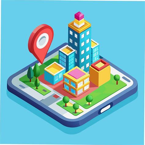 3d Cartoon Style Minimal City Map Navigation Smartphone Icon Mobile App Interface Geolocation