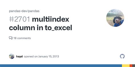 Multiindex Column In Toexcel · Issue 2701 · Pandas Devpandas · Github