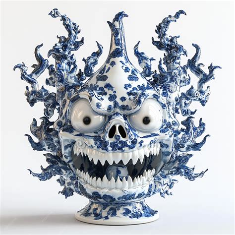 Ceramic Yuan Blue And White Porcelain Premium Ai Generated Image