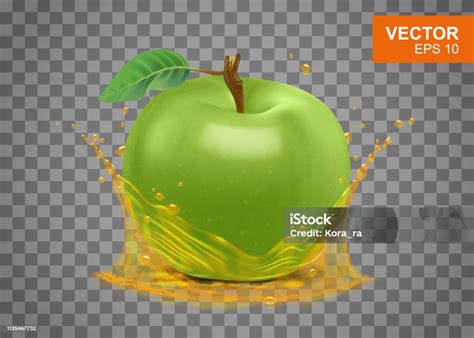 애플 주스 벡터 일러스트 레이 션의 스플래시와 현실적인 녹색 사과 0명에 대한 스톡 벡터 아트 및 기타 이미지 0명 3차원 형태 건강한 생활방식 Istock