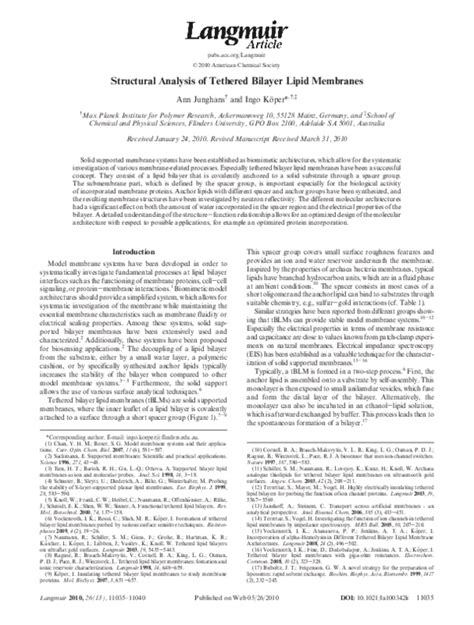 Pdf A Tethered Bilayer Lipid Membrane That Mimics Microbial Membranes Stephen Holt