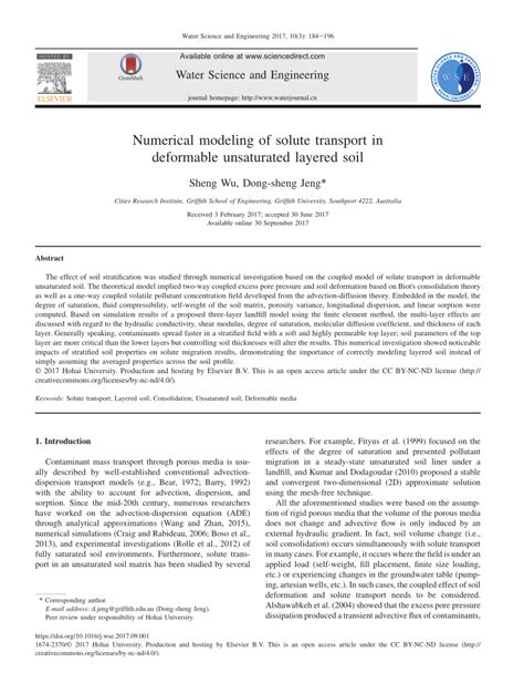 Pdf Numerical Modeling Of Solute Transport In Deformable Unsaturated