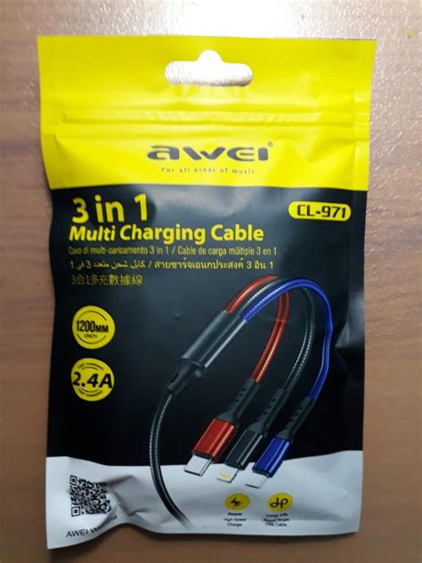 Awei In Multi Charging Cable Mobile Phones Gadgets Mobile Gadget Accessories Chargers