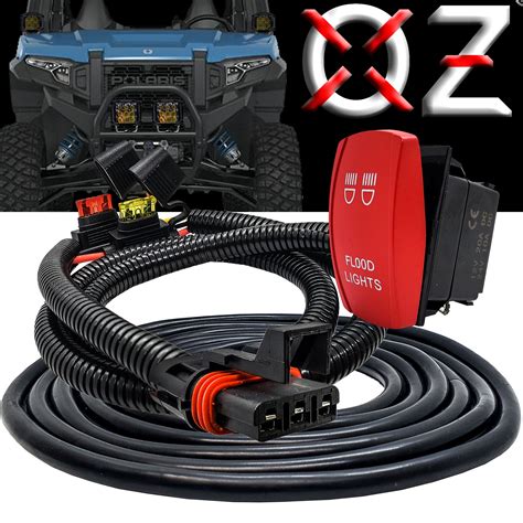 Oz Usa 10ft Power Bus Bar Plug Wire Harness With Flood Lights On Off Red Rocker Switch