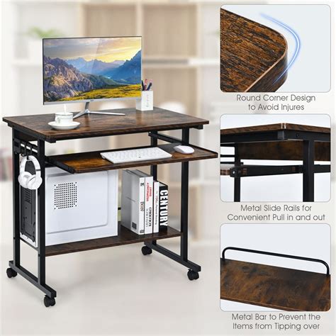 Rolling Computer Desk Cart Portable Mobile Laptop Desk Sale Bestoutdor