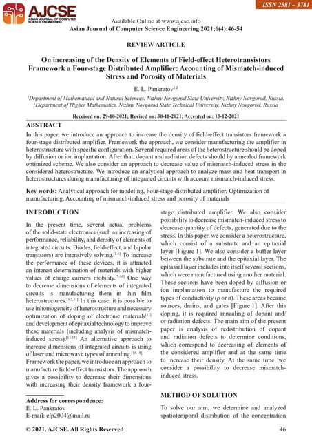 On Increasing Of The Density Of Elements Of Field Effect