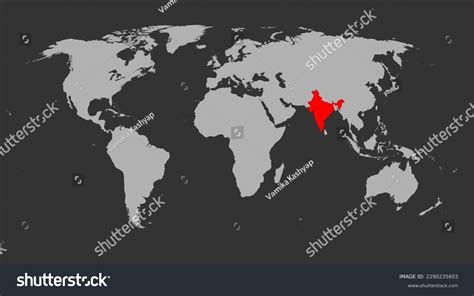India Map Highlighted World Map Grey Stock Vector Royalty Free