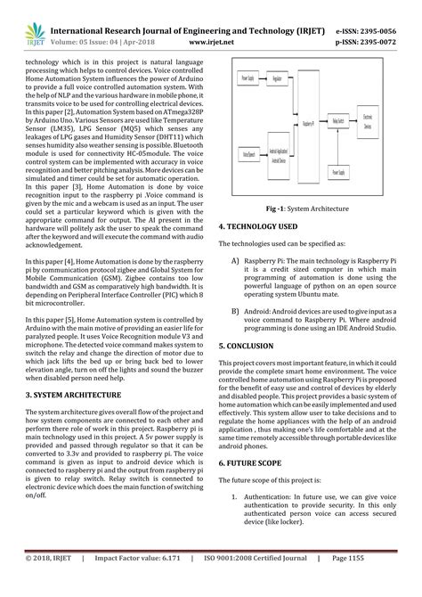 Irjet Voice Based Home Automation System Using Raspberry Pi Pdf