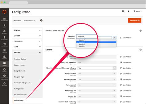 how to set a different product page in pearl theme for magento 2