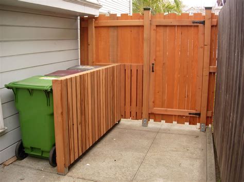 Redwood Fence Hidden Gate And Trash Can Nook