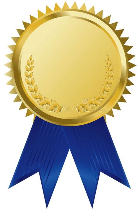 Gold Award Ribbons Stock Vector Printable Award Seal Template Blue