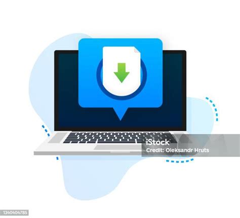 랩톱 화면에서 Csv 버튼을 다운로드합니다 문서 개념 다운로드 Csv 레이블 및 아래쪽 화살표 기호가 있는 파일입니다 벡터 일러스트레이션 다운로드에 대한 스톡 벡터 아트 및