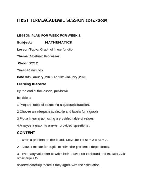 Sss2wk1maths20252ndterm Pdf Equations Function Mathematics