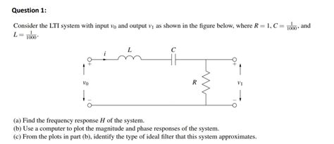 Solved Consider The Lti System With Input V0 And Output V1