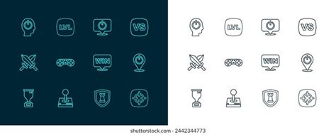 Set Line Vs Versus Battle Joystick Stock Vector Royalty Free 2442344773 Shutterstock
