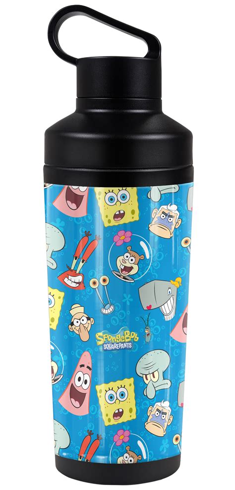 Spongebob Official Head Pattern 18 Oz Insulated Water Bottle Leak Resistant Vacuum Insulated