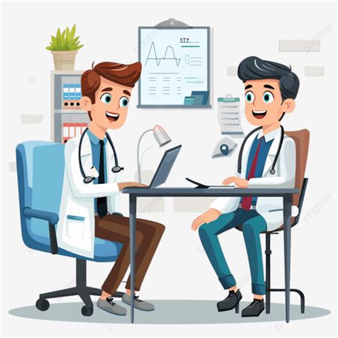 رسم كاريكاتوري للأطباء في غرفة المكتب طبيب رجل ممرض Png صورة للتحميل