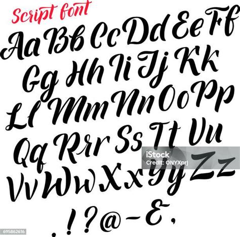 손으로 쓰는 라틴어 알파벳 필기체 블랙 편지입니다 벡터 글꼴 흰색 배경에서 분리 컴퓨터 글자에 대한 스톡 벡터 아트 및 기타 이미지 컴퓨터 글자 필기 서예 Istock